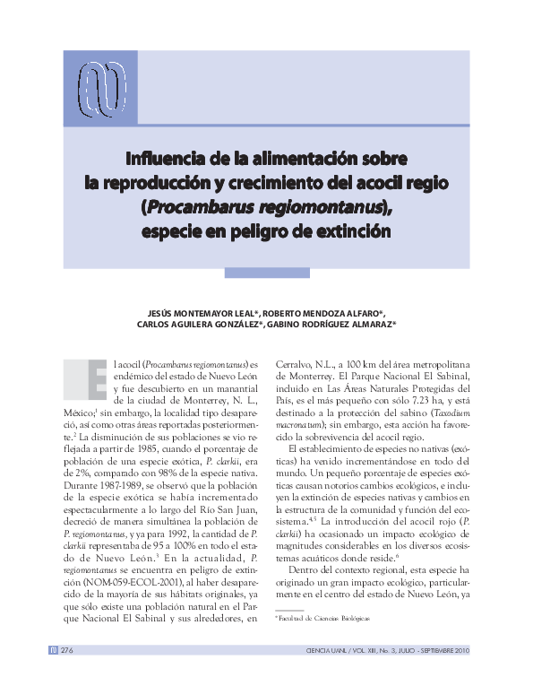 (PDF) Influencia de la alimentación sobre la reproducción y crecimiento ...