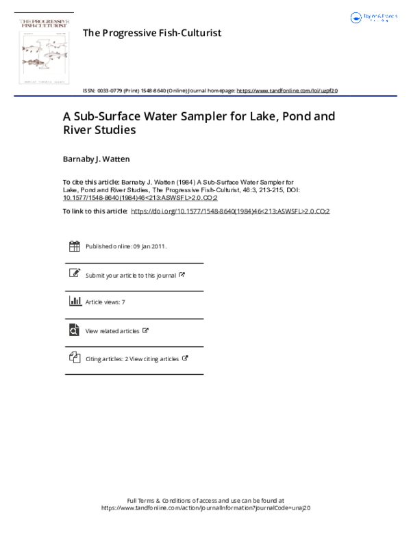 (PDF) A Sub-Surface Water Sampler for Lake, Pond and River Studies