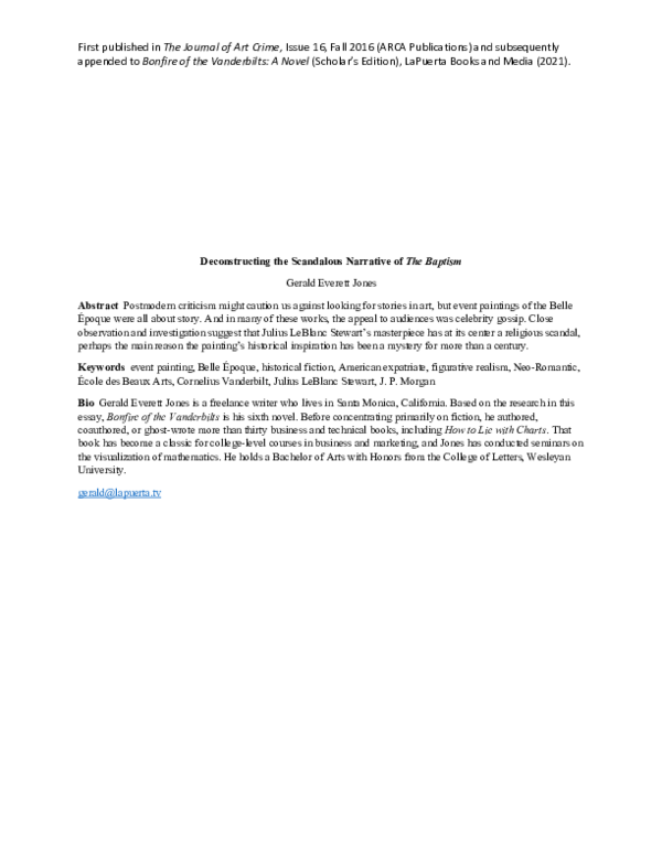 (PDF) Deconstructing the Scandalous Narrative of The Baptism