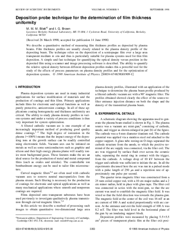 (PDF) Deposition probe technique for the determination of film ...