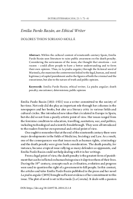 (PDF) Emilia Pardo Bazán, an Ethical Writer