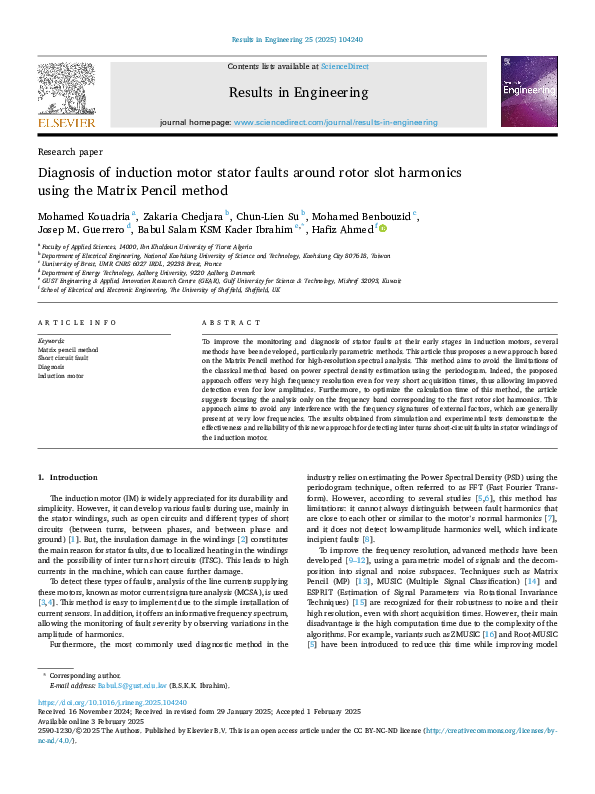 Pdf Diagnosis Of Induction Motor Stator Faults Around Rotor Slot