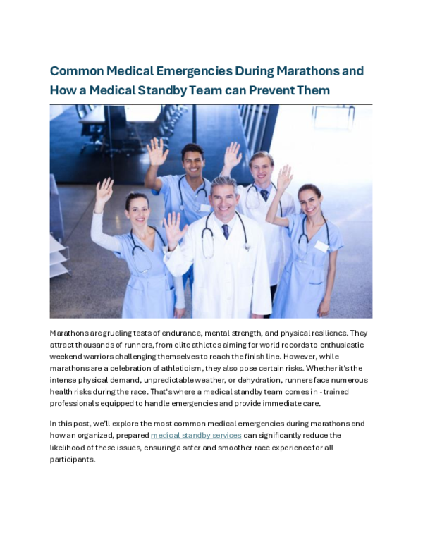 (PDF) Common Medical Emergencies During Marathons and How a Medical ...