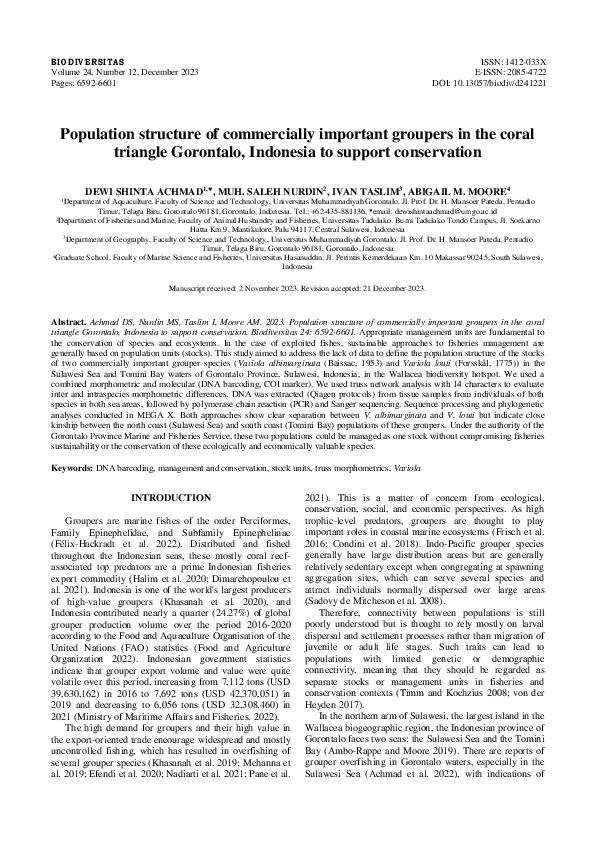 (PDF) Population structure of commercially important groupers in the ...