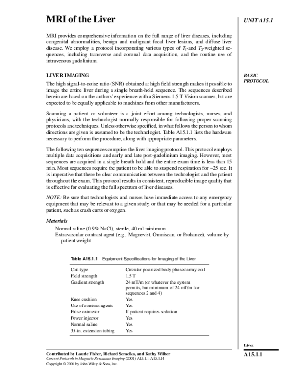 (PDF) MRI of the Liver