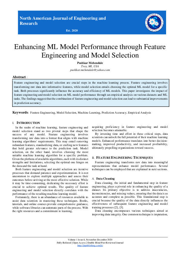 Enhancing ML Model Performance through Feature Engineering and Model ...