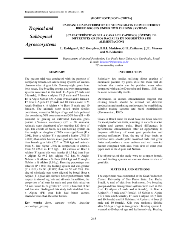 (PDF) Carcass Characteristics of Young Goats from Different Breed ...