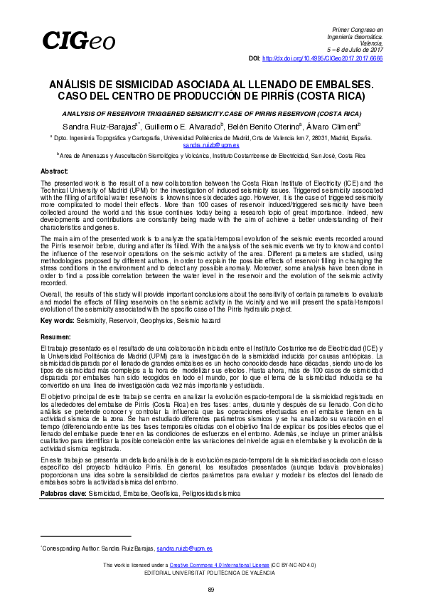 (PDF) Análisis De Sismicidad Asociada Al Llenado De Embalses. Caso Del ...