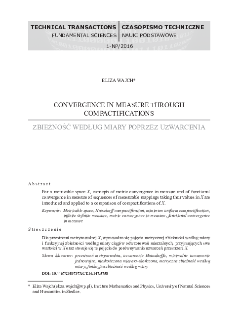 (PDF) Convergence in measure through compactifications