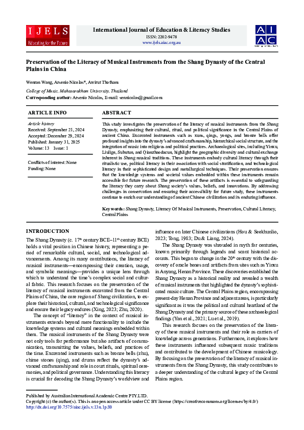 (PDF) Preservation of the Literacy of Musical Instruments from the ...