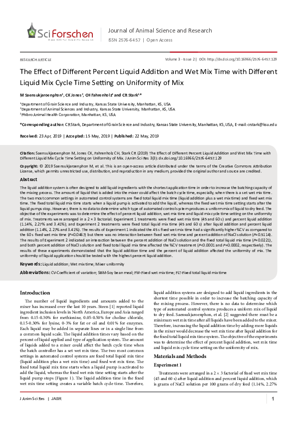(PDF) The Effect of Different Percent Liquid Addition and Wet Mix Time ...