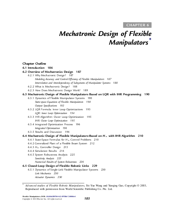(PDF) Mechatronic Design of Flexible Manipulators