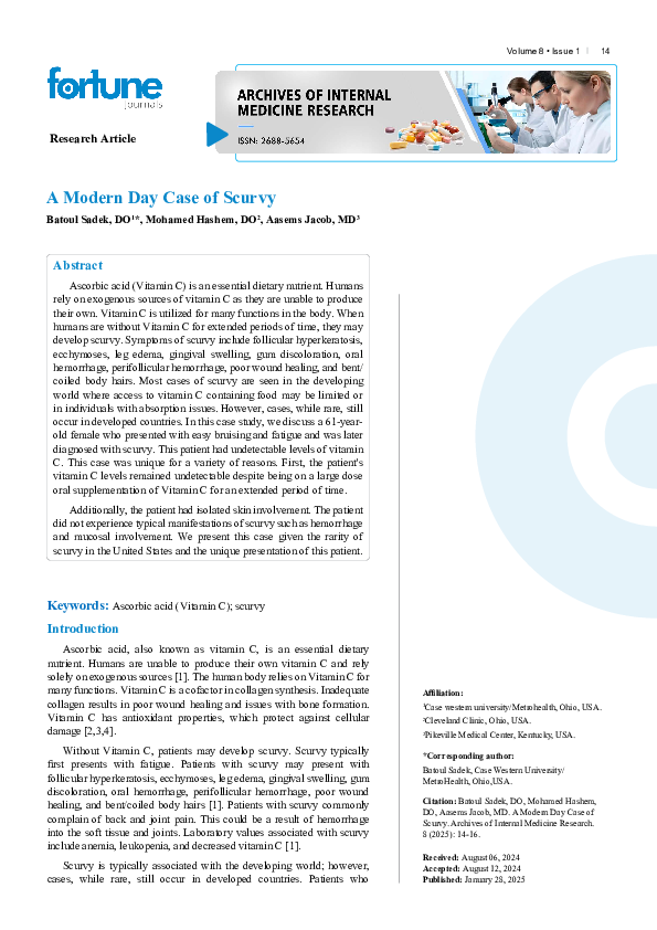 (PDF) A Modern Day Case of Scurvy