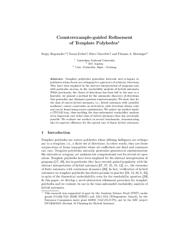 (PDF) Counterexample-Guided Refinement of Template Polyhedra