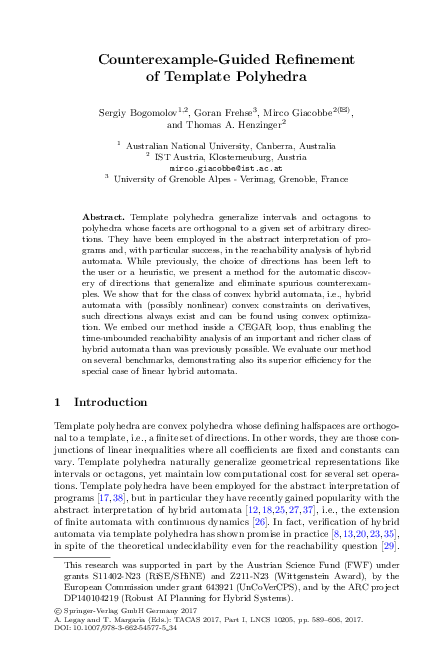 (PDF) Counterexample-Guided Refinement of Template Polyhedra