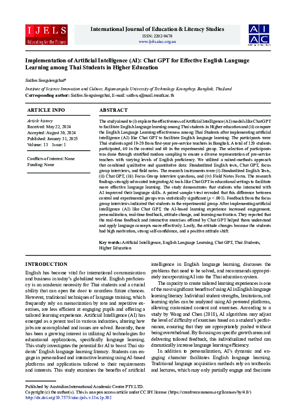(PDF) Implementation of Artificial Intelligence (AI): Chat GPT for ...
