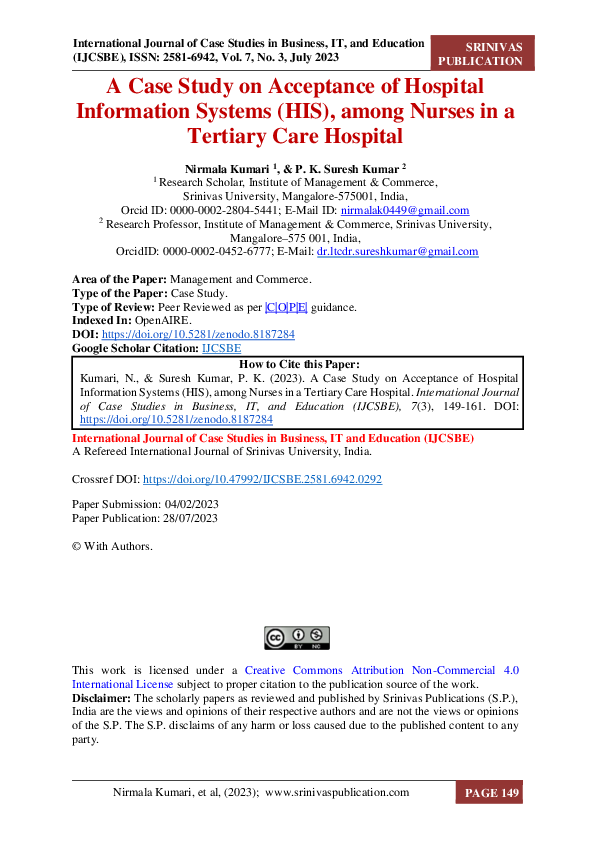 (PDF) A Case Study on Acceptance of Hospital Information Systems (HIS ...