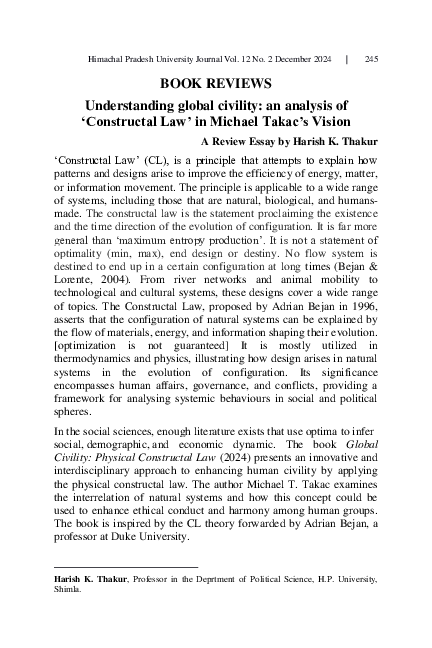 (PDF) Understanding global civility: an analysis of "Constructal Law ...