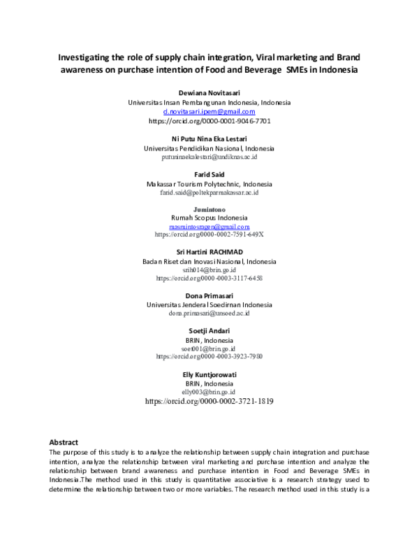 (PDF) Investigating the role of supply chain integration, Viral ...