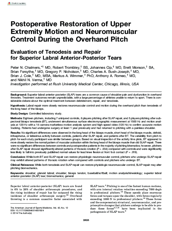 (PDF) Postoperative restoration of upper extremity motion and neuromuscular control during the ...