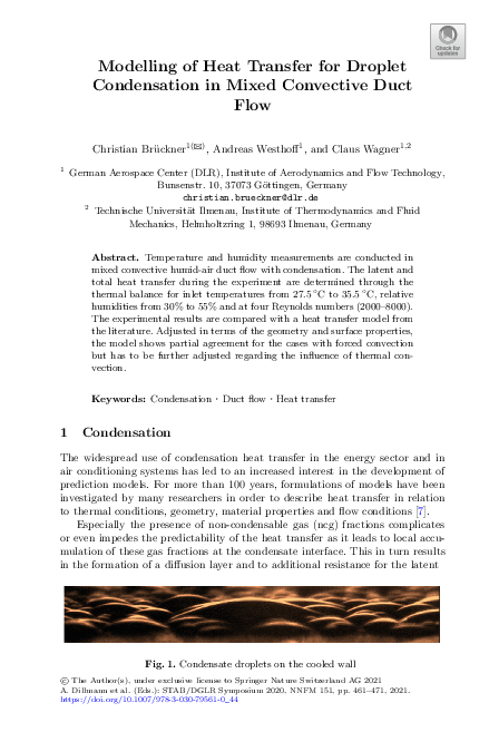 (PDF) Modelling of Heat Transfer for Droplet Condensation in Mixed ...