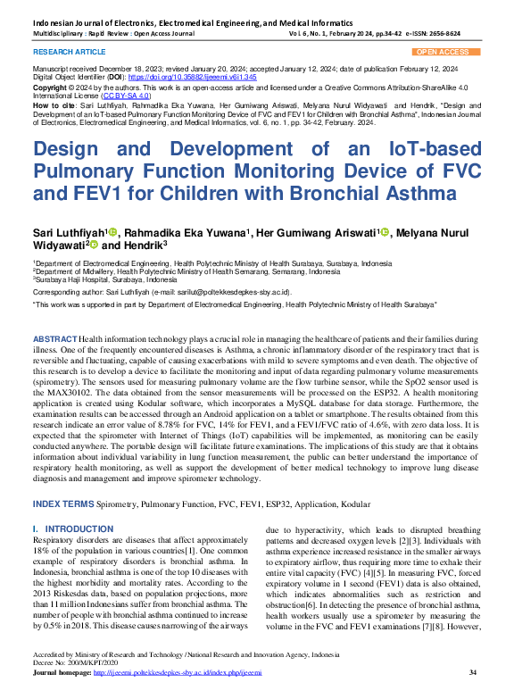 (PDF) Design and Development of an IoT-based Pulmonary Function and ...