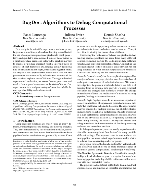 (PDF) BugDoc: Algorithms to Debug Computational Processes