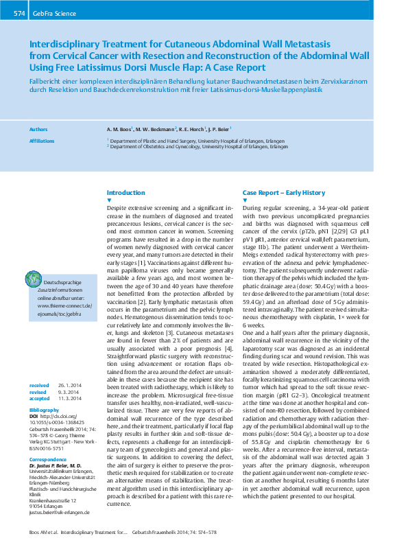 (PDF) Interdisciplinary Treatment for Cutaneous Abdominal Wall ...