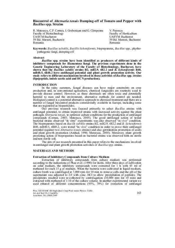 (PDF) Biocontrol of Alternaria Tenuis Damping-Off of Tomato and Pepper ...