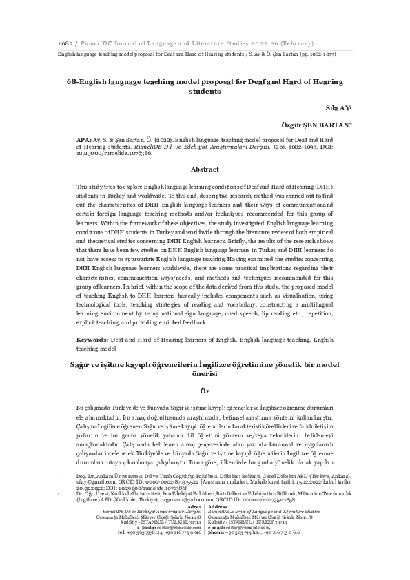 (PDF) English language teaching model proposal for Deaf and Hard of ...