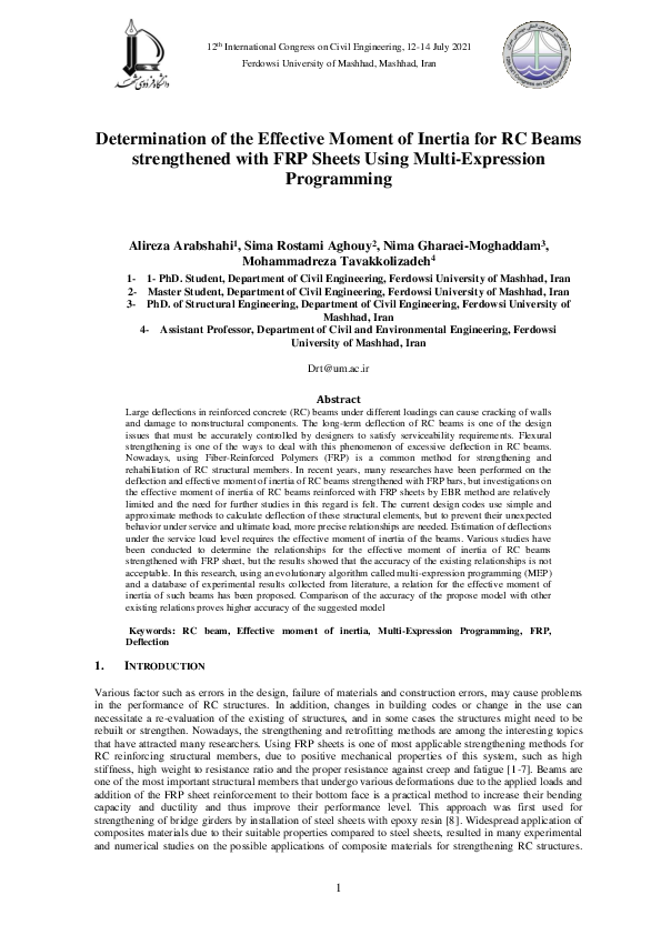 (PDF) Determination of the Effective Moment of Inertia for RC Beams ...