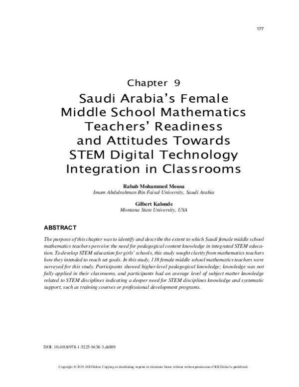 (PDF) Saudi Arabia's Female Middle School Mathematics Teachers ...