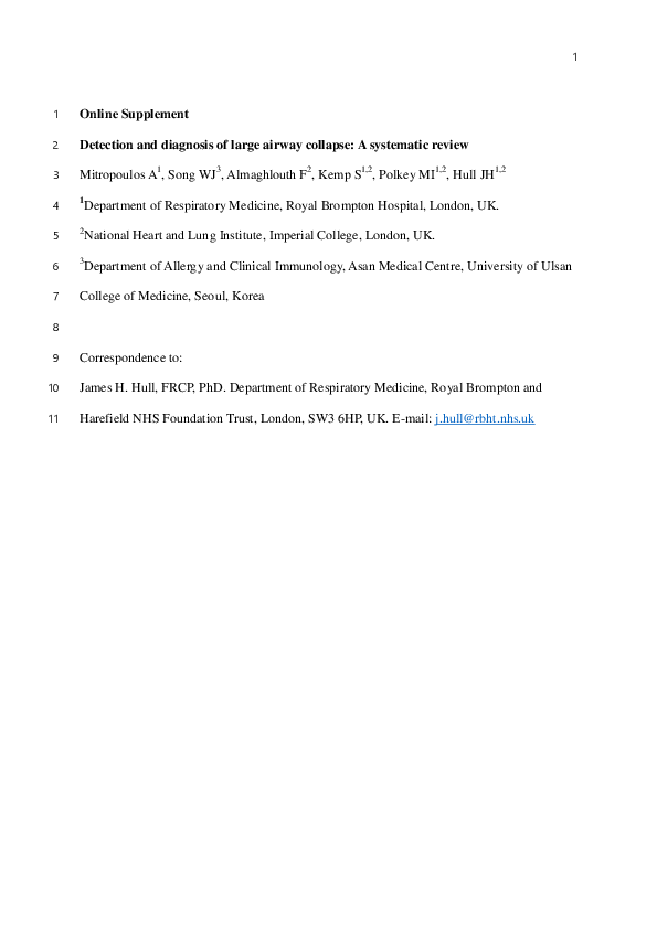 (PDF) Detection and diagnosis of large airway collapse: a systematic review