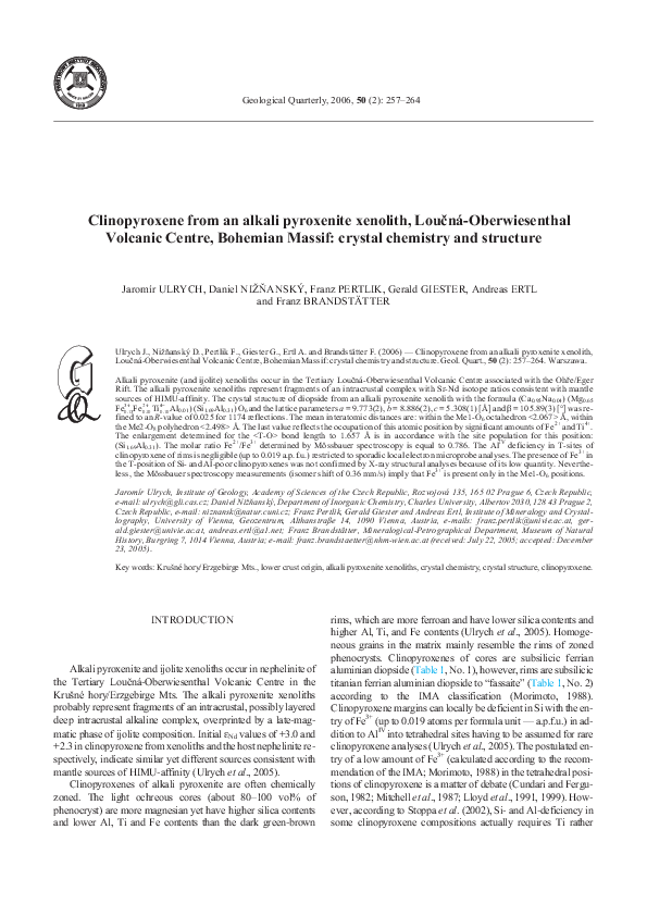 (PDF) Clinopyroxene from an alkali pyroxenite xenolith, Louèná ...