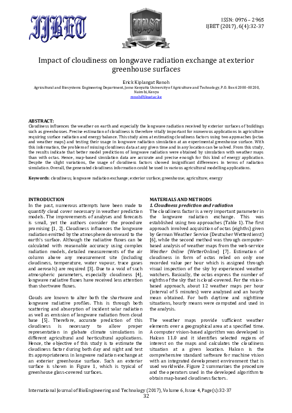 (PDF) Impact Of Cloudiness On Longwave Radiation Exchange At Exterior ...