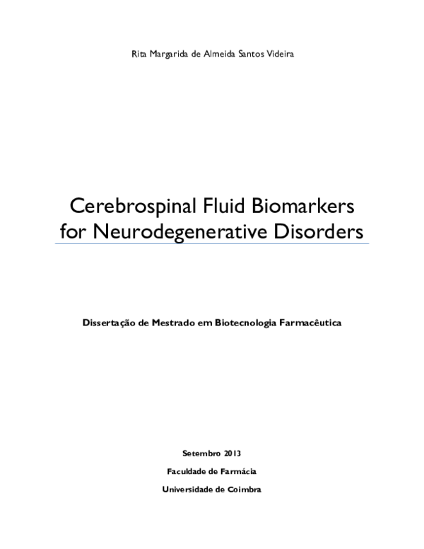 (PDF) Cerebrospinal fluid biomarkers for neurodegenerative disorders