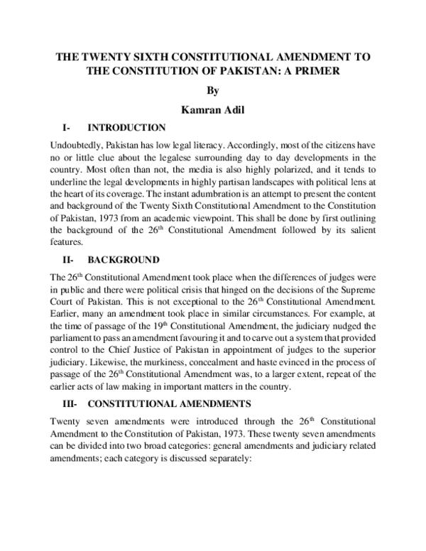 (PDF) THE TWENTY SIXTH CONSTITUTIONAL AMENDMENT TO THE CONSTITUTION OF ...