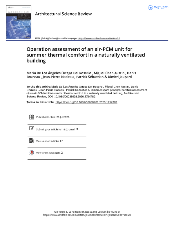 (PDF) Operation assessment of an air-PCM unit for summer thermal ...