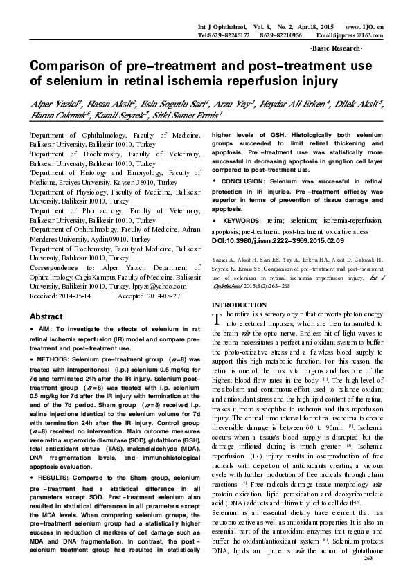 (PDF) Comparison of pre-treatment and post-treatment use of selenium in ...