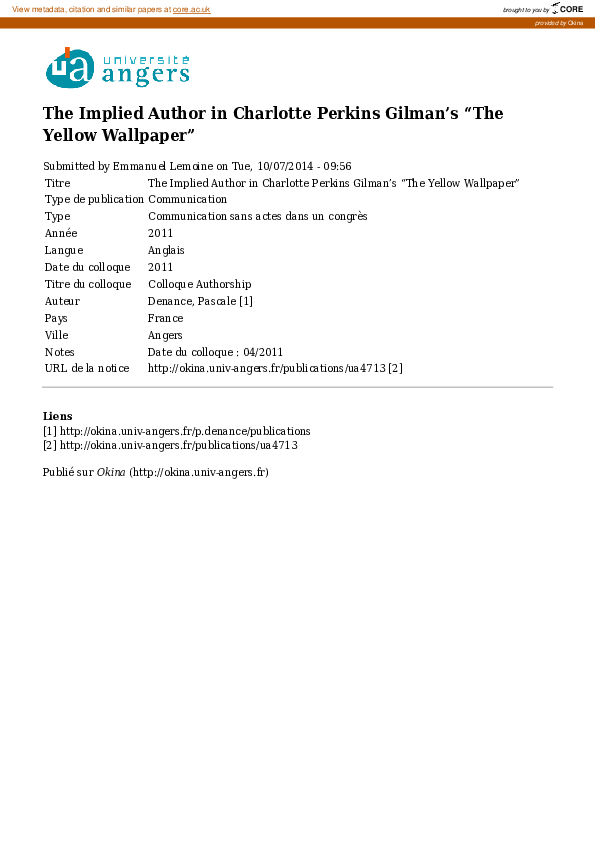 (PDF) The Implied Author in Charlotte Perkins Gilman’s “The Yellow ...
