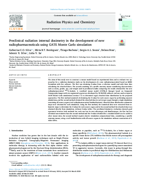 (PDF) Preclinical radiation internal dosimetry in the development of new radiopharmaceuticals ...
