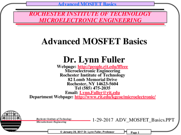 (PDF) Advanced MOSFET Basics
