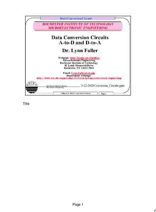 (PDF) Data Conversion Circuits