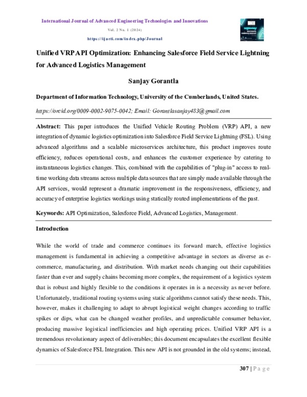 Unified VRP API Optimization: Enhancing Salesforce Field Service ...