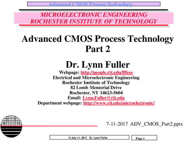 (PDF) Advanced CMOS Process Technology Part 2