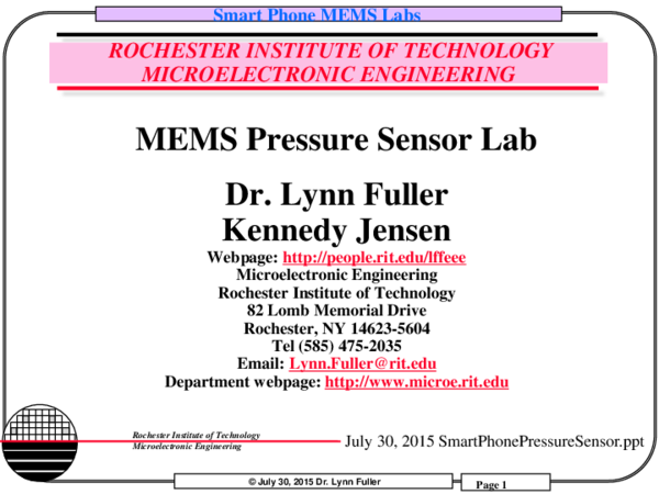 (PDF) MEMS Pressure Sensor Lab