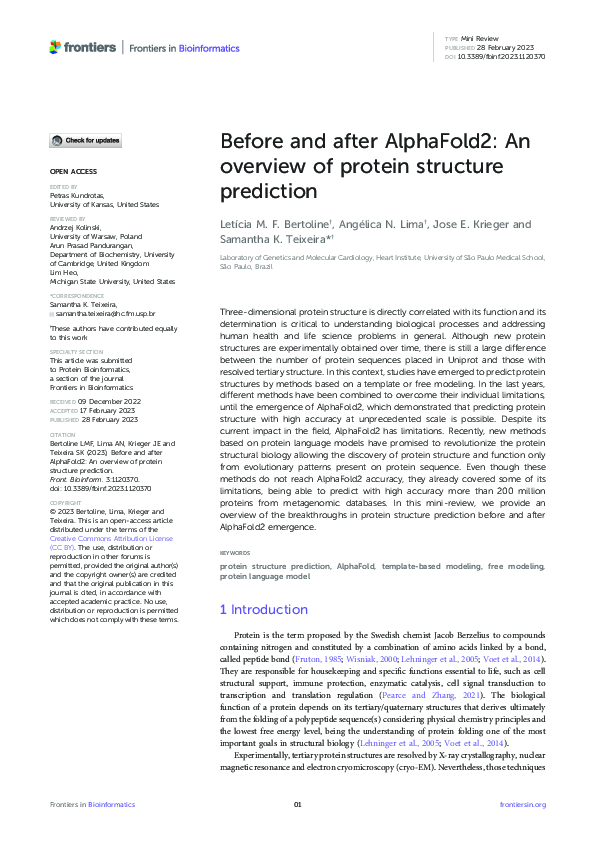 (PDF) Before and after AlphaFold2: An overview of protein structure prediction