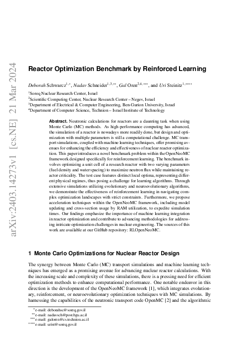 Pdf Reactor Optimization Benchmark By Reinforcement Learning