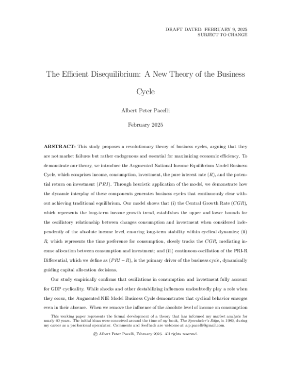 (PDF) The Efficient Disequilibrium: A New Theory of the Business Cycle