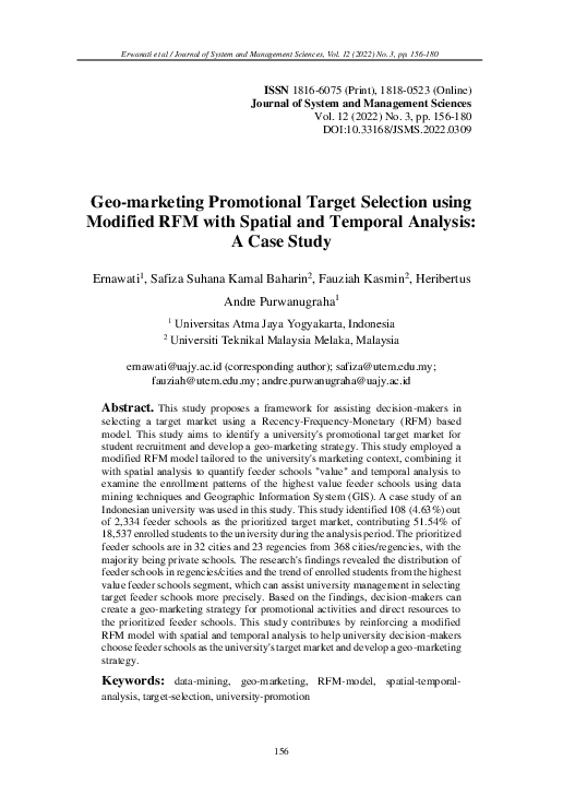(PDF) Geo-marketing Promotional Target Selection using Modified RFM with Spatial and Temporal ...